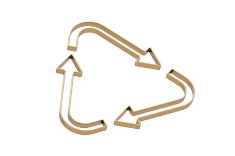 황금 재활용 기호는 흰색 배경에 고립되어 있습니다 3d 렌더링 0명에 대한 스톡 사진 및 기타 이미지 0명 3차원 형태 감소 Istock