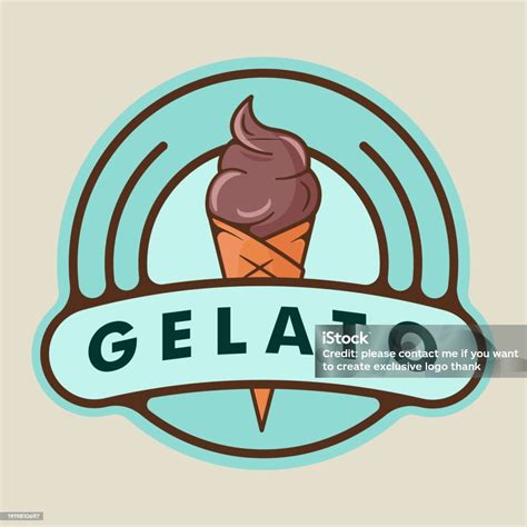 아이스크림 로고 벡터 엠블럼 일러스트 템플릿 아이콘 그래픽 디자인 식품 냉동 젤라토 또는 Gelateria 기호 또는 상점 사업에 대 한 상징 원형 배지 만화 스타일 개념
