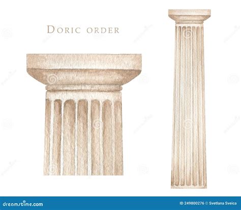 Watercolor Antique Doric Column Ancient Classic Greek Doric Order Roman Columns Clipart