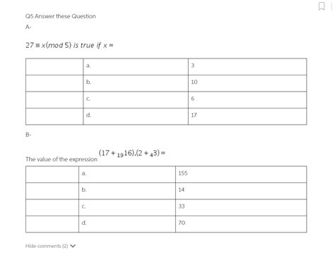 Solved Q Answer These Question A X Mod Is True If X Chegg Com