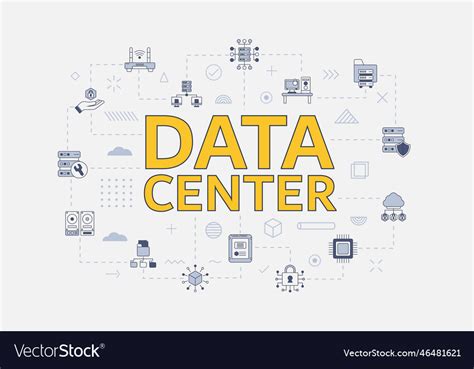 Data Center Concept With Icon Set Big Word Vector Image
