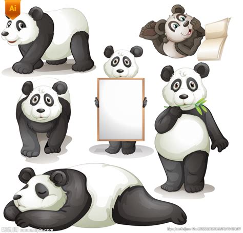 可爱大熊猫卡通插画设计图 卡通设计 广告设计 设计图库 昵图网nipic