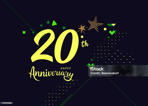 20 결혼 기념일 축 하 문자 텍스트 배너 기하학적 배경 어두운 색상 20에 대한 스톡 벡터 아트 및 기타 이미지 20 검은색 공휴일 Istock