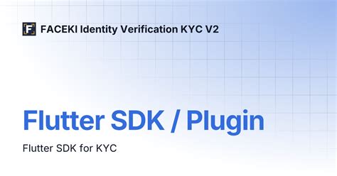 Flutter Sdk Plugin Faceki Identity Verification Kyc V2