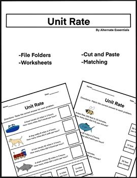 Simple Unit Rate Problems Cut And Paste And Matching TpT