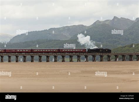 Lms 4 6 0 Black 5 Locomotive Number 44871 Pulling The Cambrian Crossing The Mawdach Estuary