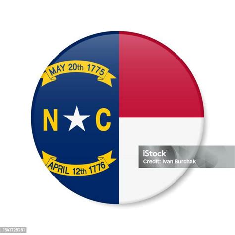 노스 캐롤라이나 국기 원 버튼 아이콘 미국 주 라운드 배지 3d 사실적인 격리 벡터 그림 3차원 형태에 대한 스톡 벡터 아트 및 기타 이미지 Istock