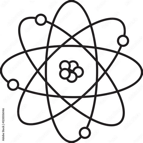Atom Structure Icon Concept Of Science Quantum Physics Atomic Structure Black Outlined Atom