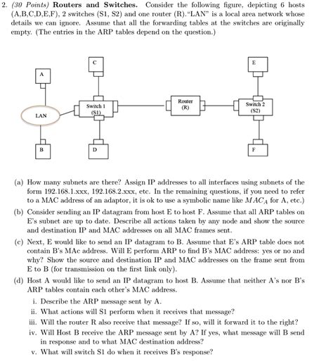 solved 2 30 points routers and switches consider the following