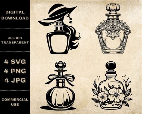 Perfume Bottle Svg Bundle Png Perfume Clipart Hand Drawn Women