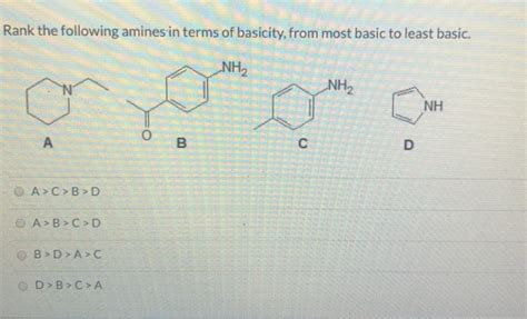 solved rank the following amines in terms of basicity from