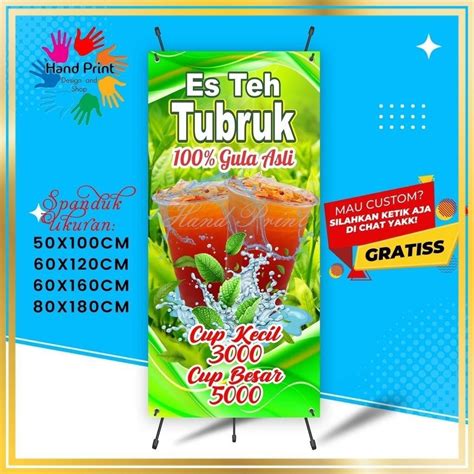 Jual Spanduk Banner Jualan Es Teh Manis Tubruk Es Teh Jumbo Mmt Spanduk Custom 60x160 Shopee