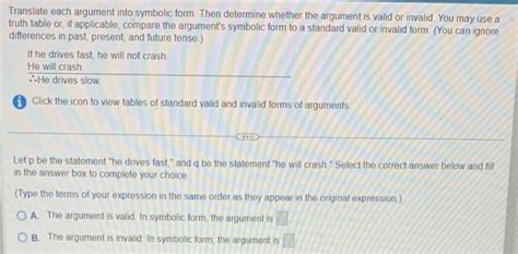 Solved Translate Each Argument Into Symbolic Form Then Chegg Com