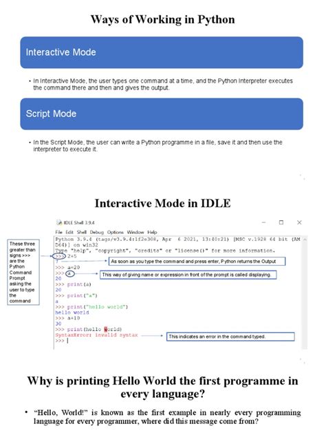 Ways Of Working In Python Interactive Mode Pdf Scripting Language
