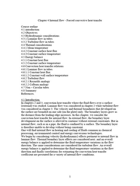 Fme 521 Chapter 4 Internal Flow Convection Heat Transfer Download Free Pdf Boundary Layer