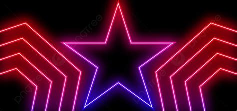 Neon Star Sign On Black Background
