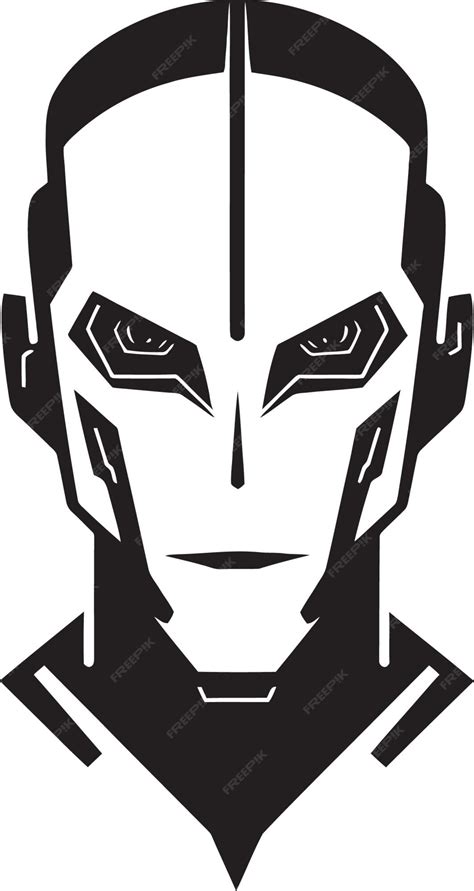 Digital Cerebrum Futuristic Face Icon Cybernetic Visionary Vector Robot Head Premium Ai
