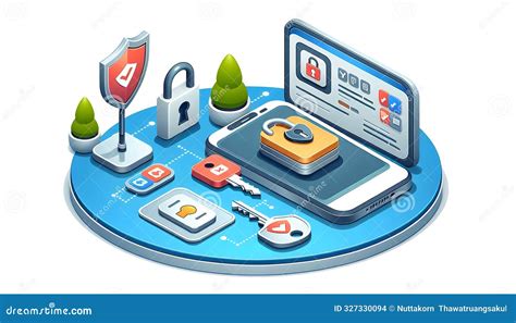 3d Flat As Secure Access Control Icon With A Keycard And Shield Concept As Vector Illustration