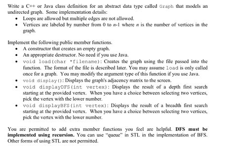 Solved Write A C Or Java Class Definition For An Abstract