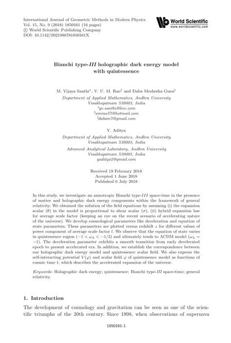 Pdf Bianchi Type Iii Holographic Dark Energy Model With Quintessence