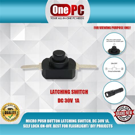 Micro Push Button Latching Switch Dc 30v 1a Self Lock On Off Best For Flashlight Diy