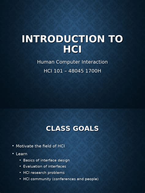 Lecture 1 Introduction To Hci Pdf Humancomputer Interaction Usability