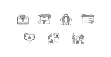 교육 및 지식 개발 포함된 아이콘 졸업장이 있는 졸업 모자 전구가 있는 열린 책 별이 있는 트로피 일행 이벤트 표시가 있는 달력 0명에 대한 스톡 벡터 아트 및 기타 이미지