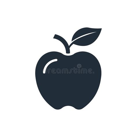 Healthy Apple Fruit Flat Symbol Isolated Vector Illustration Stock