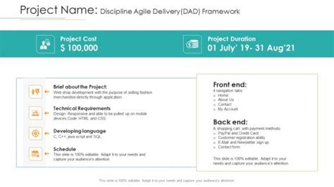 Project Name Discipline Agile Delivery Dad Framework Ppt Outline Icons Pdf