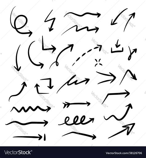 Hand Drawn Arrow Set Royalty Free Vector Image