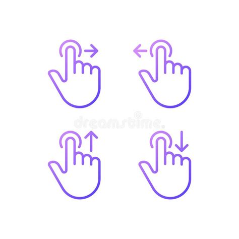 Hold And Move Gradient Linear Vector Icons Set Stock Vector