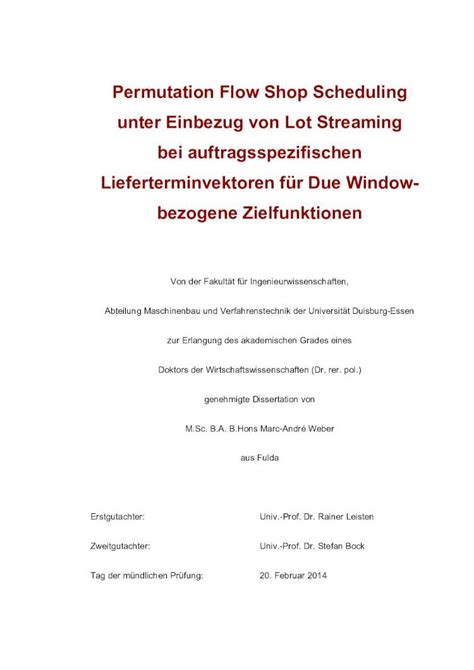 Pdf Permutation Flow Shop Scheduling Unter Einbezug Von Lot €¦ · Permutation Flow Shop