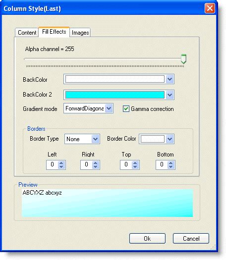 adding a gradient fill to a column