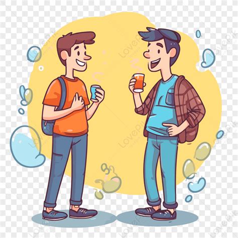 만화를 말하는 동안 음료를 들고 두 소년의 이야기 클립 아트 문자 벡터인간의 몸인간 Png 일러스트 무료 다운로드 Lovepik