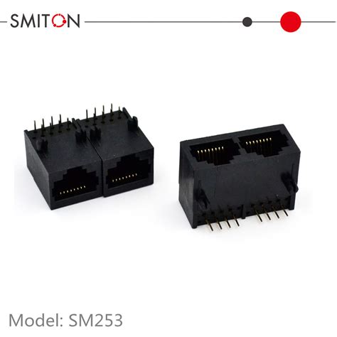 Dual Ports 8p8c Modular Jack Rj45 Female Pcb Connector China Rj45 Female Connector And 8p8c