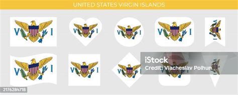 미국령 버진 아일랜드 국기 세트입니다 다양한 모양의 국기 흰색 배경에 고립 된 벡터 일러스트 레이 션 0명에 대한 스톡 벡터 아트 및 기타 이미지 Istock