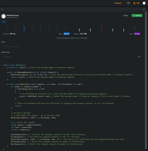 michael farmer on linkedin day 190 of xx completing at least one leetcode problem per day