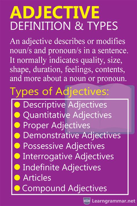 Adjective Types And Definitions