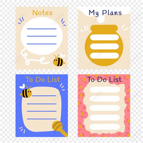귀여운 일러스트 꿀벌 꽃 메모 일정 노트 메모지 편지지공책플랫 Png 일러스트 무료 다운로드 Lovepik