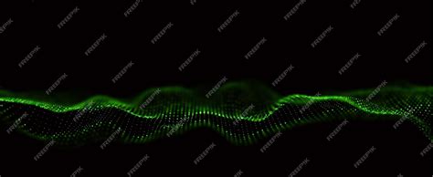 Premium Vector Abstract Green Particle Background Flow Wave With Dot