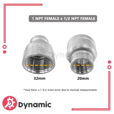 Sus304 Stainless Coupling Reducer 1 Female Npt 32mm X 1 2 Female Npt 20mm