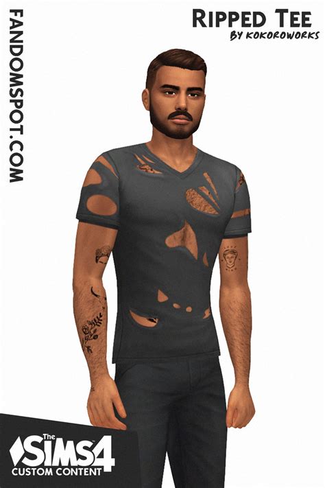Ripped Tee Cc By Kokoroworks Ts4 Dad To Be Shirts Sims 4 Ripped
