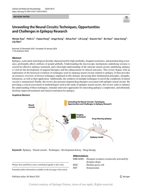 Pdf Unraveling The Neural Circuits Techniques Opportunities And