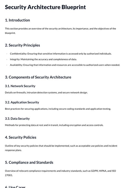 Security Architecture Blueprint Template Template Collaborative Docs