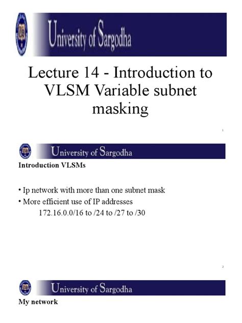 14 Lecture Introduction To Vlsm Variable Subnet Masking Pdf
