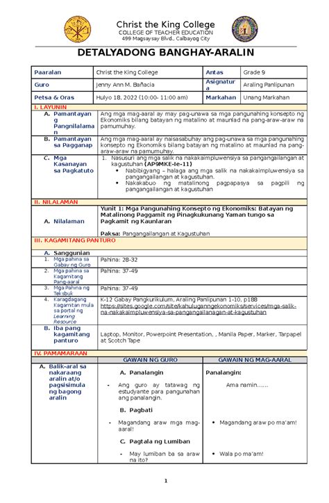 Types Of Semi Detailed Lesson Plan Free Printable