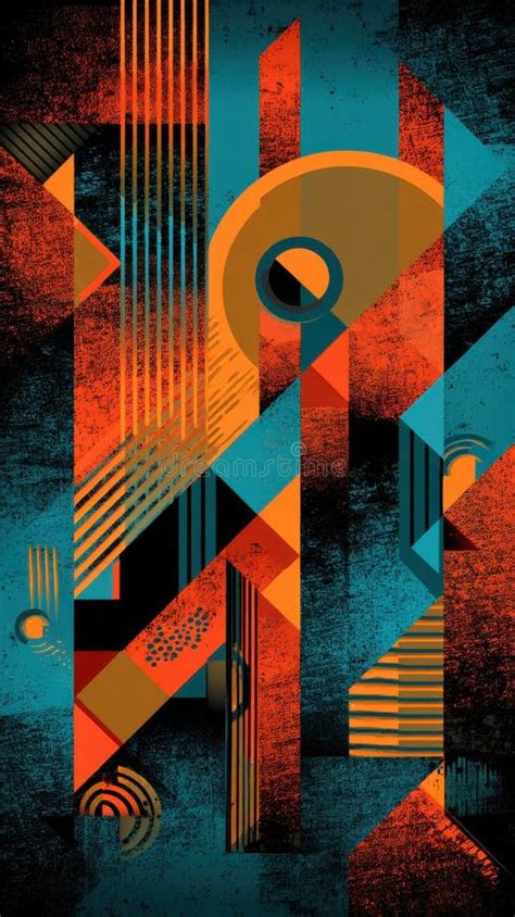 Abstract Geometric Design Featuring Angular Shapes Circular Elements