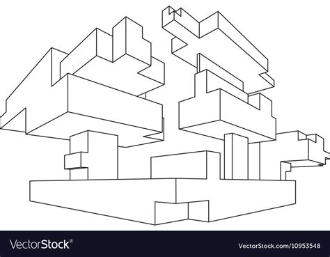 Rectangular Shape In Two Point Perspective Vector Image