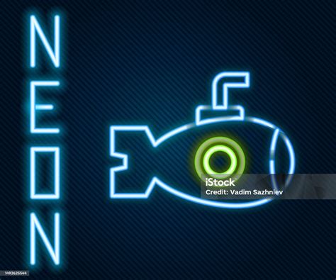 검은 색 배경에 고립 된 빛나는 네온 라인 잠수함 아이콘 군함 다채로운 개요 개념 벡터 수중에 대한 스톡 벡터 아트 및 기타